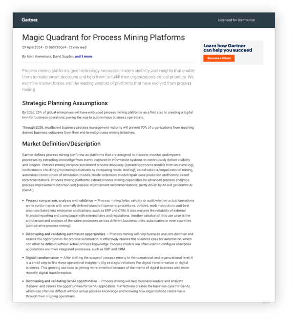2024 Gartner Magic Quadrant For Process Mining Apromore